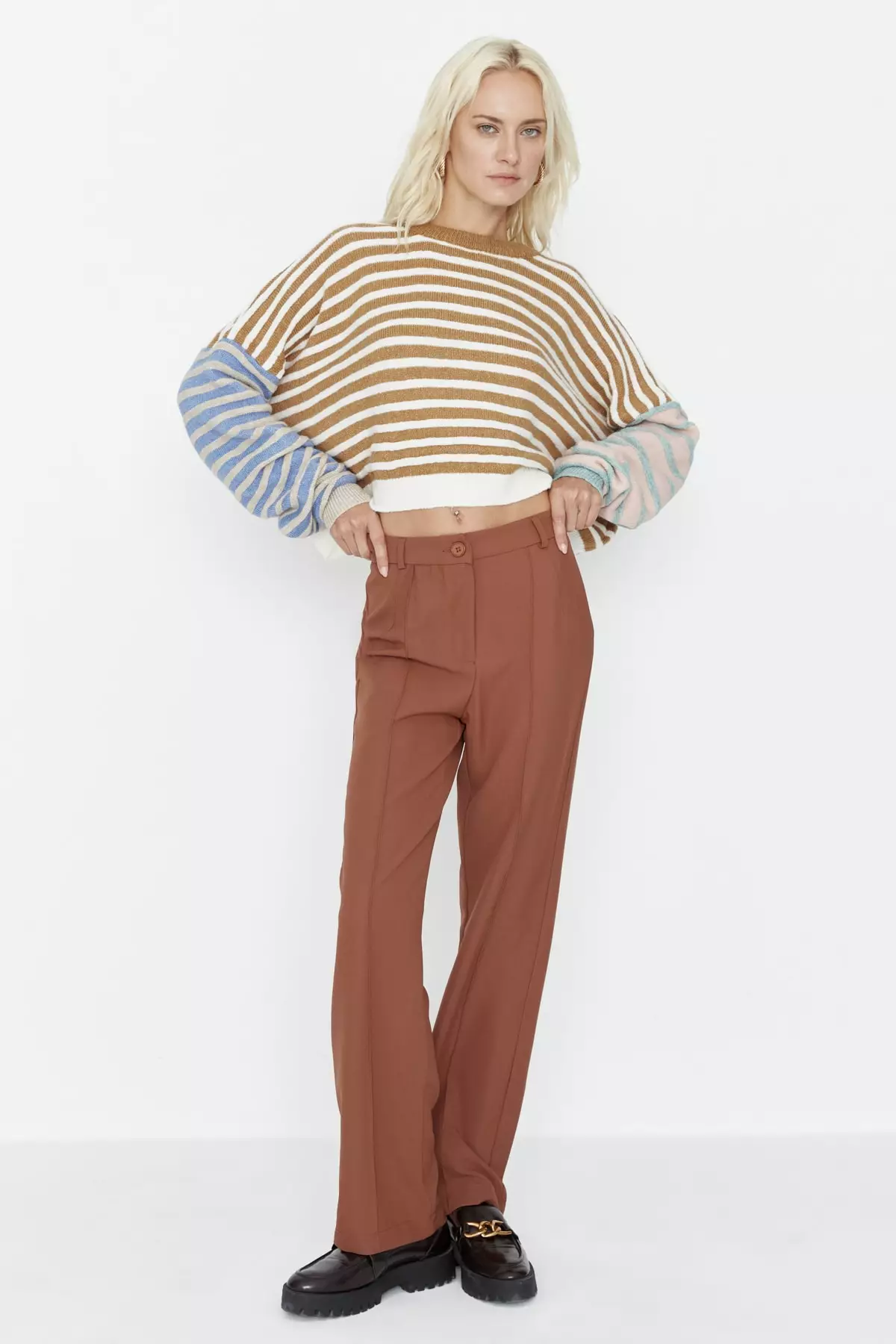 Buy Trendyol High Waist Straight Cut Trousers 2025 Online | ZALORA