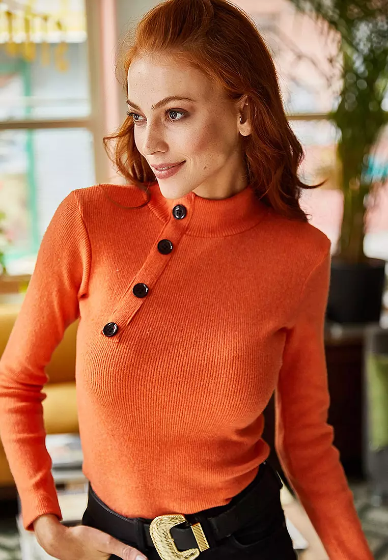 Buy Olalook Button Detailed Turtleneck Blouse 2024 Online Zalora