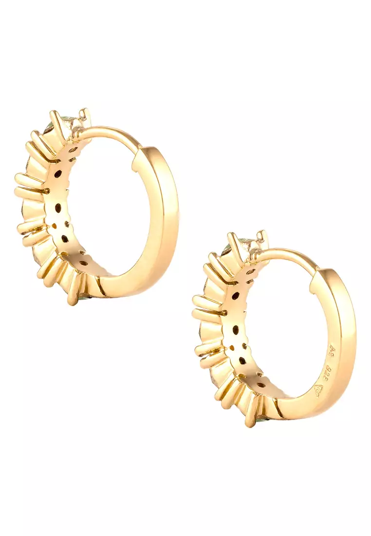 Buy ELLI GERMANY Crystal-Set Hoop Earrings in Light Green – Gold-Plated ...