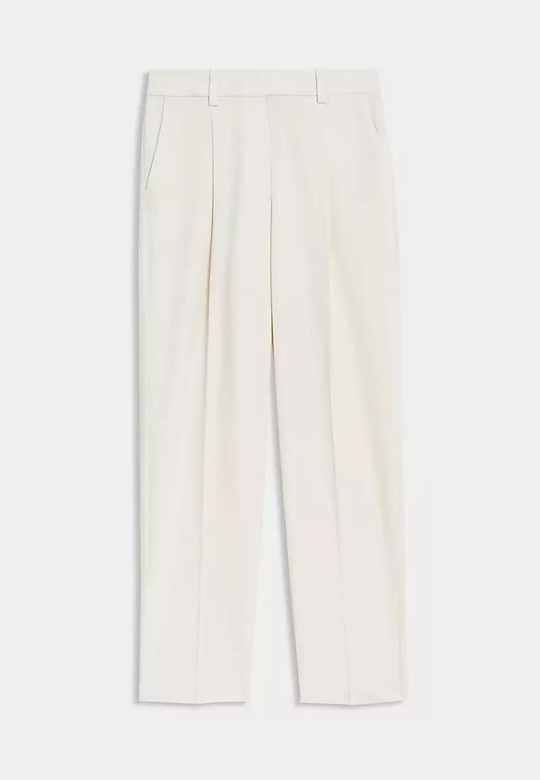 Jual Marks & Spencer Pleat Front Tapered Ankle Grazer Trousers Original ...