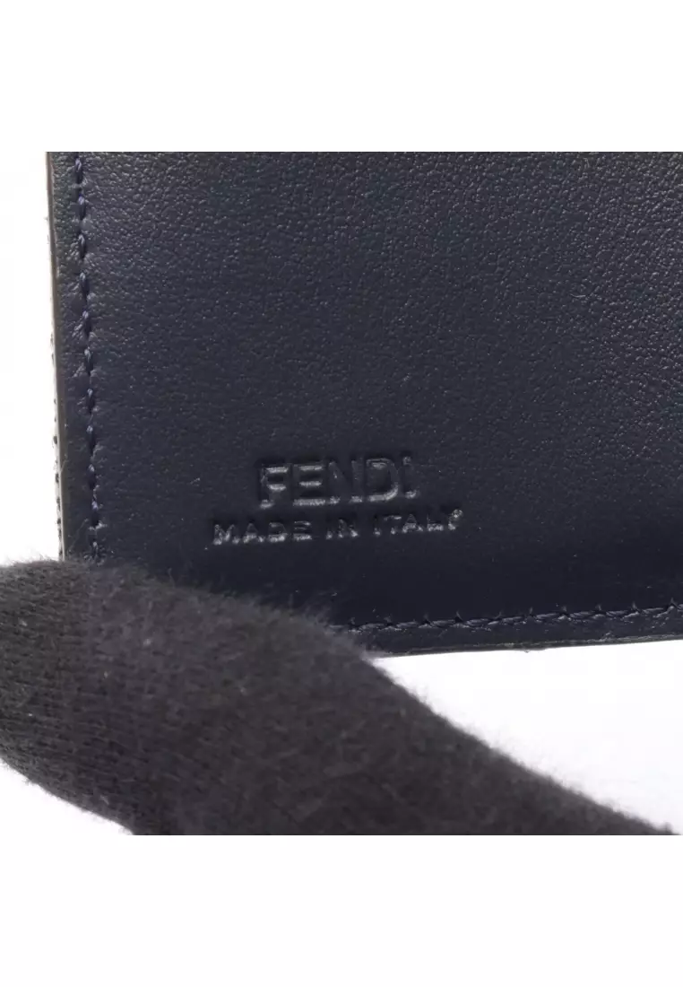 Buy Fendi Pre-Loved Fendi bucket micro FF jacquard trifold wallet denim ...