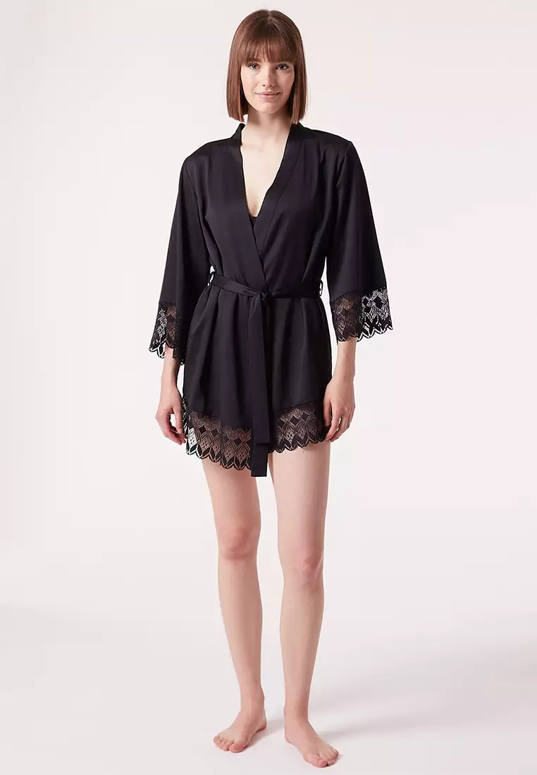 Buy Etam Etam Robe With Lace Details- Sky 2024 Online | ZALORA Philippines