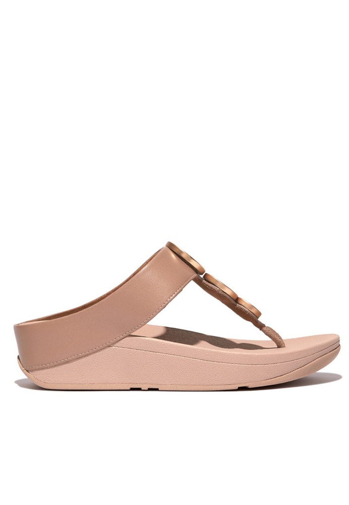 Fitflop FitFlop HALO Women's Metallic-Trim Toe-Post Sandals - Beige ...