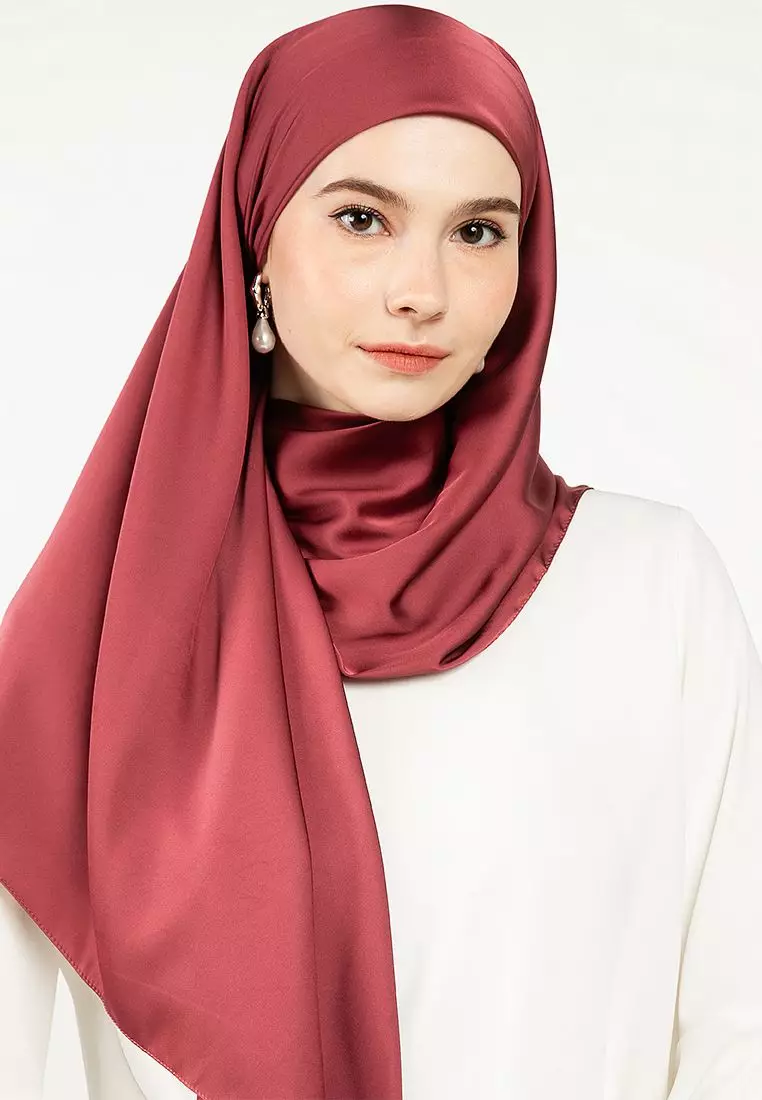 Buy KASHKHA Plain Satin Square Hijab Online | ZALORA Malaysia