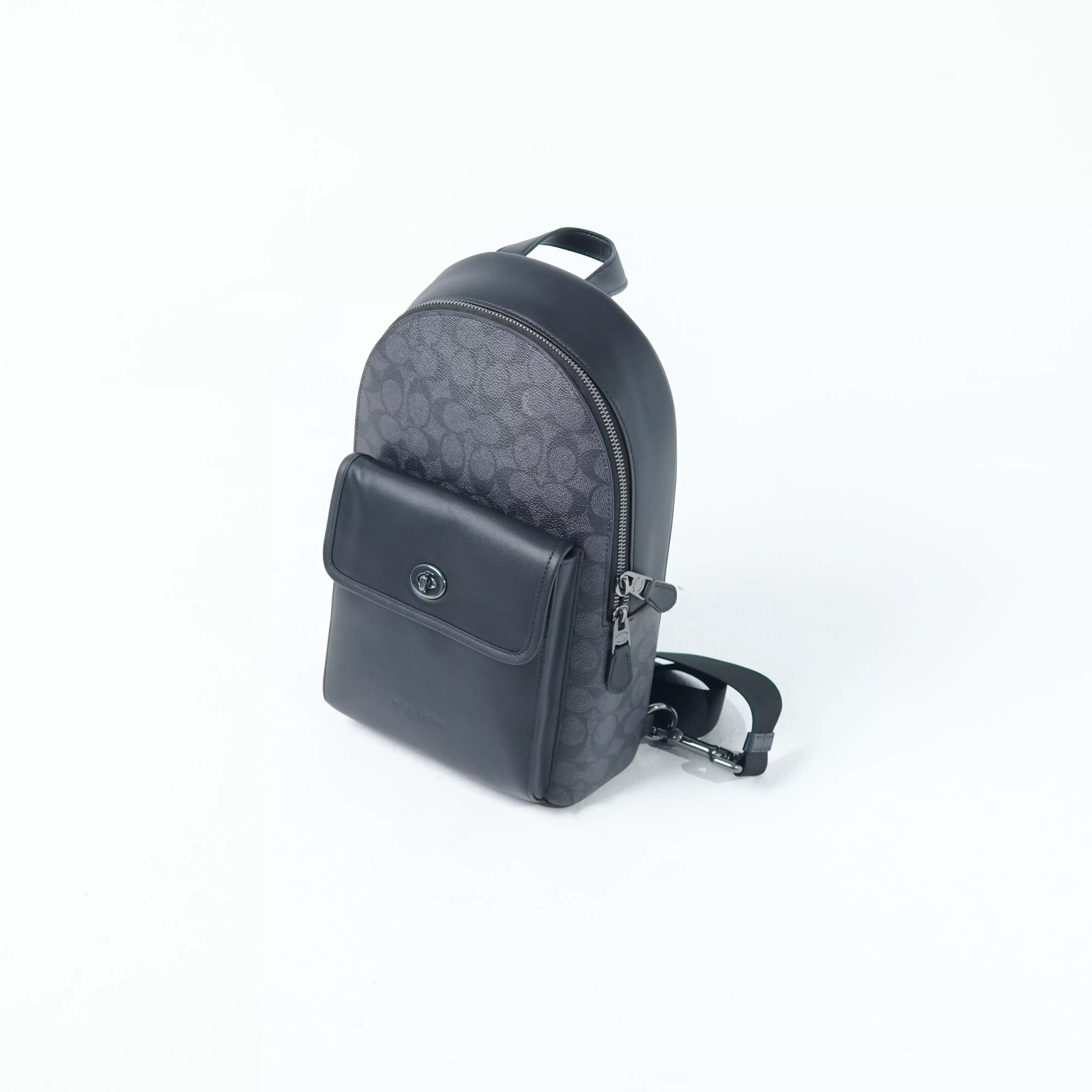 Jual COACH Tas COACH TURNLOCK MONOGRAM GREY BLACK CROSS BODY BAG 100% ...