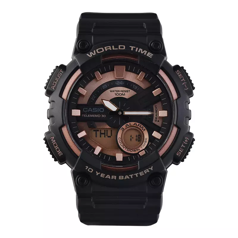 Jual Casio Jam Tangan Pria Casio General AEQ-110W-1A3VDF Men Digital Analog Dial Black Resin ...