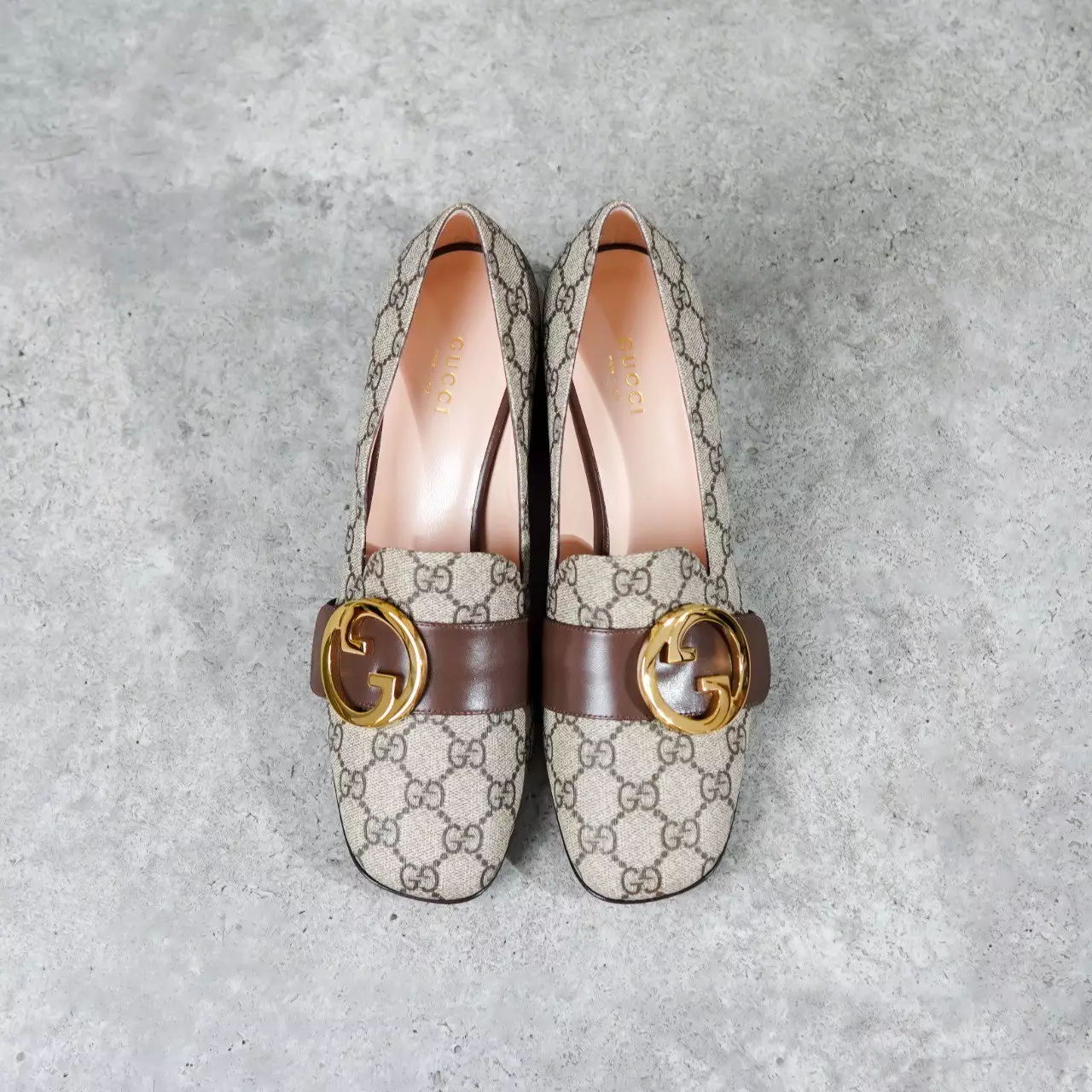 Jual GUCCI Sepatu GUCCI GG MONOGRAM GHW INTERLOCKING BELT CAMEL BROWN ...