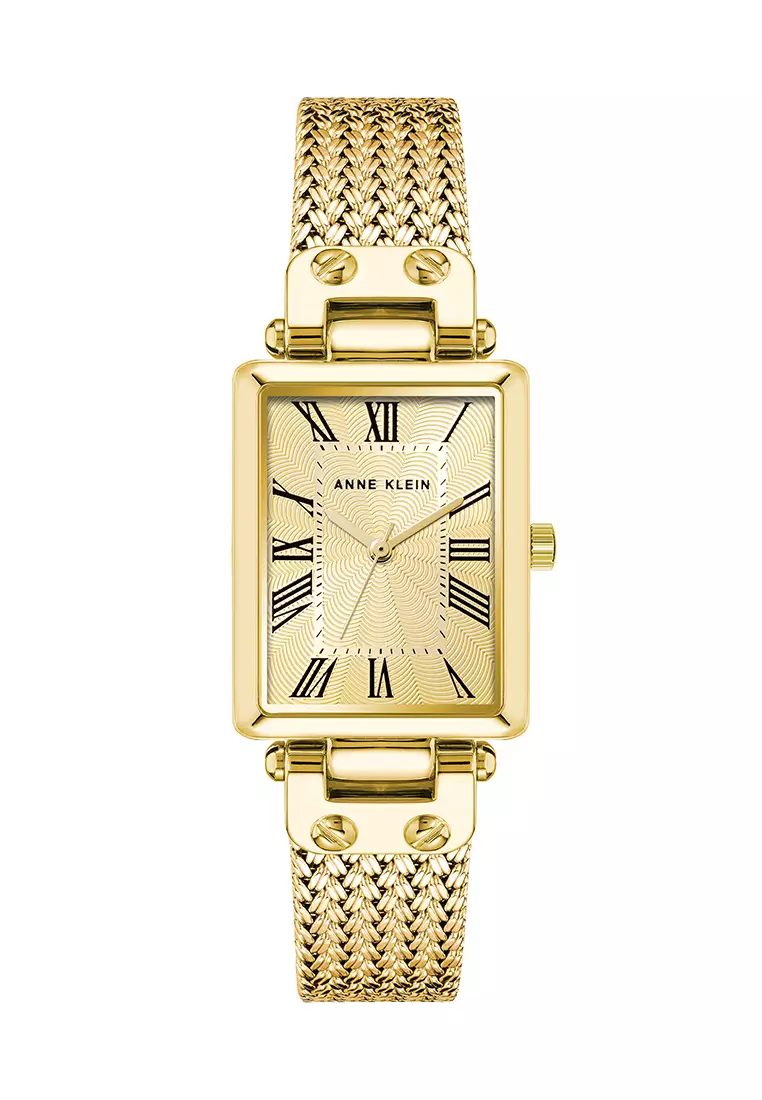 Buy Anne Klein Light Champagne Dial Gold Tone Rectangle Stainless Steel ...