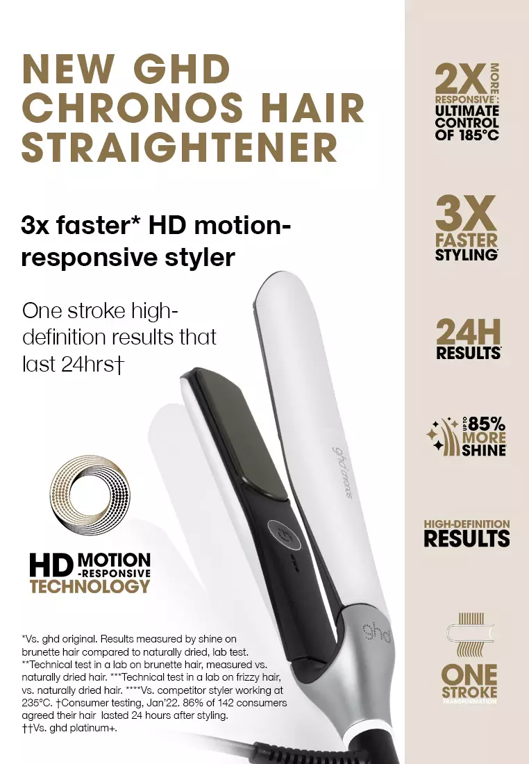 Buy GHD Chronos Hair Straightener in White - 3x faster styling¹ for one stroke high-definition ...