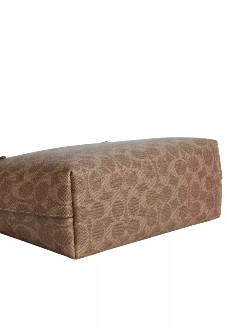 Coach Fiona Zip Tote Bag In Signature Canvas - Tan/Brown 2026 | Buy ...