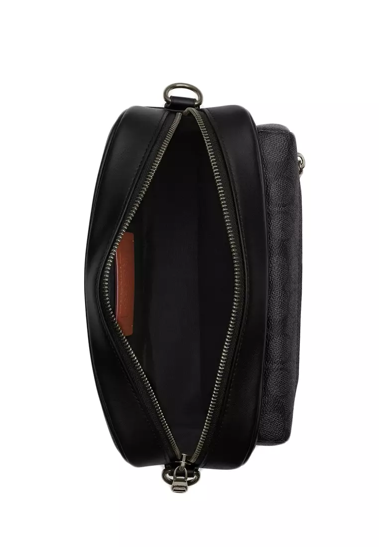 Buy Coach Mens Elias Crossbody In Signature Canvas - Charcoal Black ...