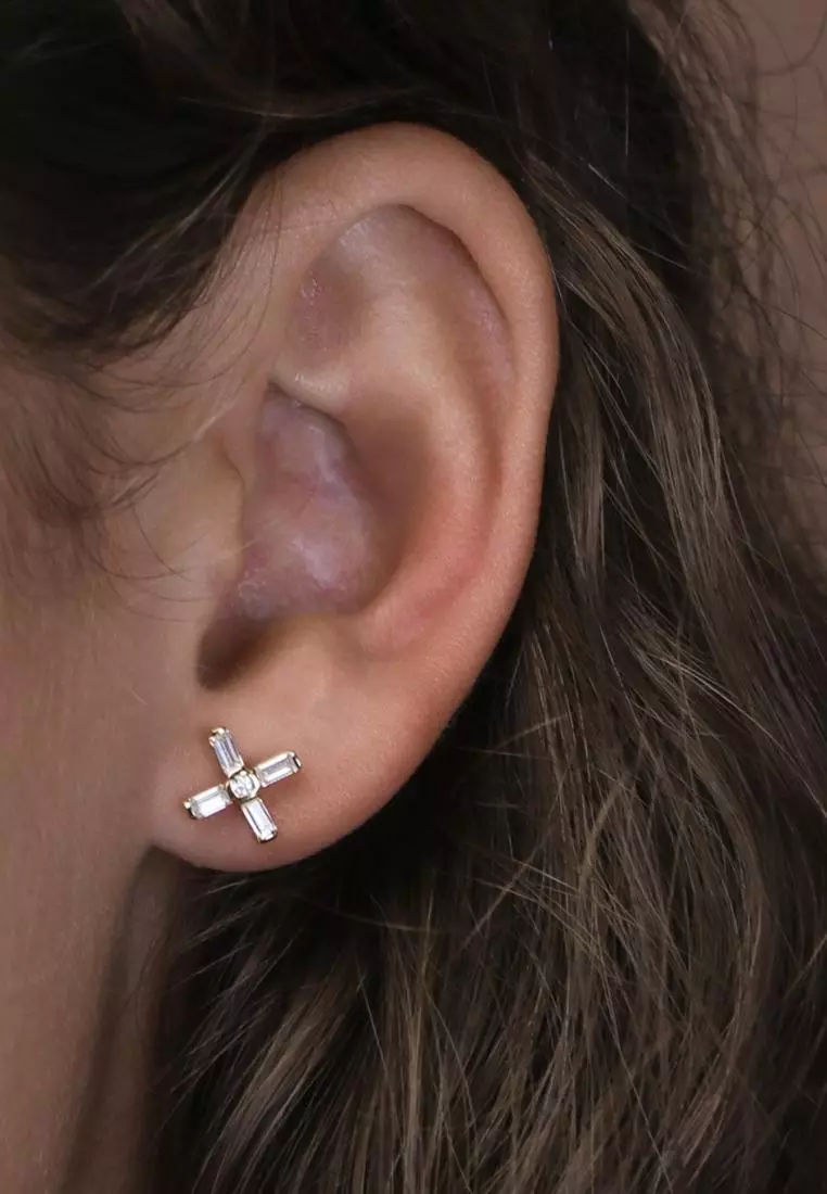 Buy Foundry Sterling Silver Baguette Cross Stud Earrings 2025 Online | ZALORA Philippines