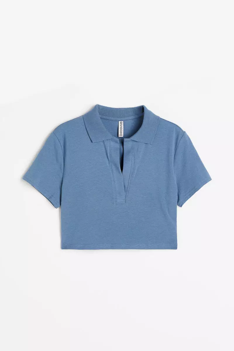 Buy Handm Collared Cropped Top 2024 Online Zalora