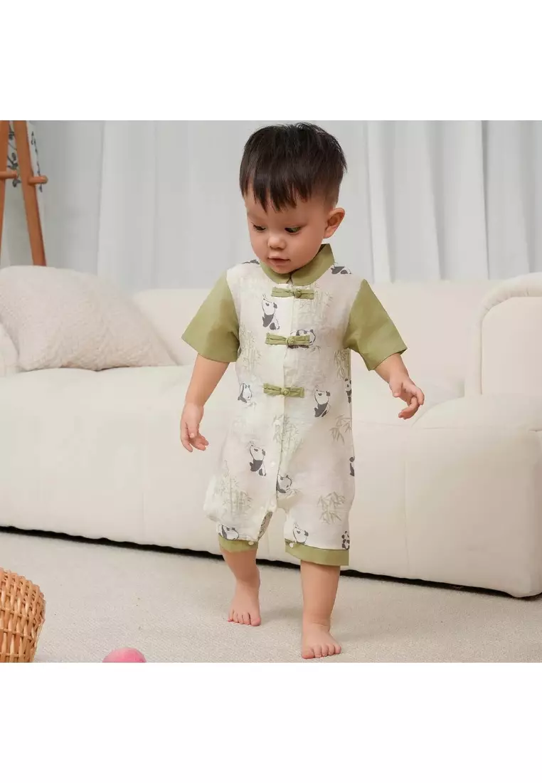 Buy Little Kooma Panda Eat Bamboos Baby Boy Cheongsam Romper 0841 2025 ...