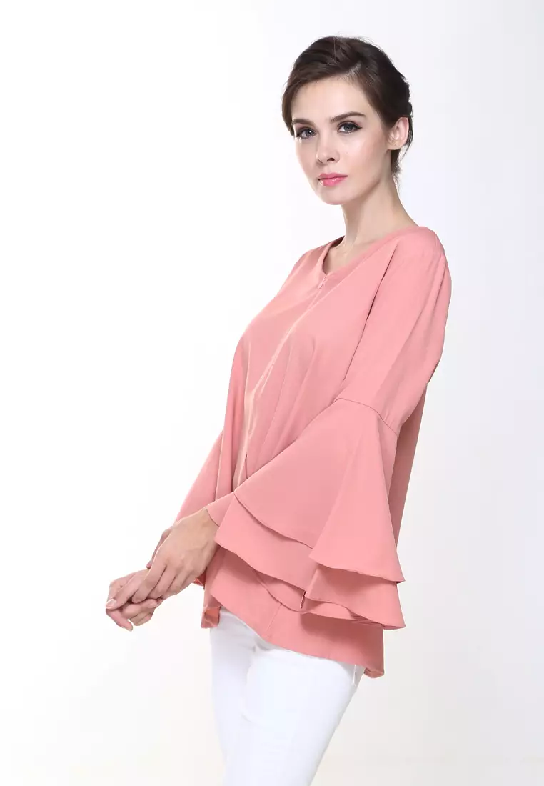 Buy Rina Nichie Basic Rena Top in Peach Orange Online | ZALORA Malaysia