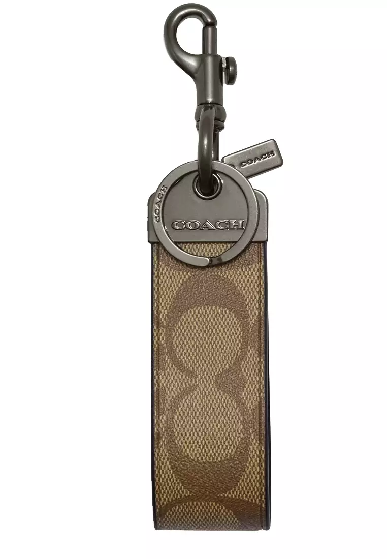 Buy Coach Loop Key Fob In Signature Canvas in Khaki CJ748 2025 Online ...