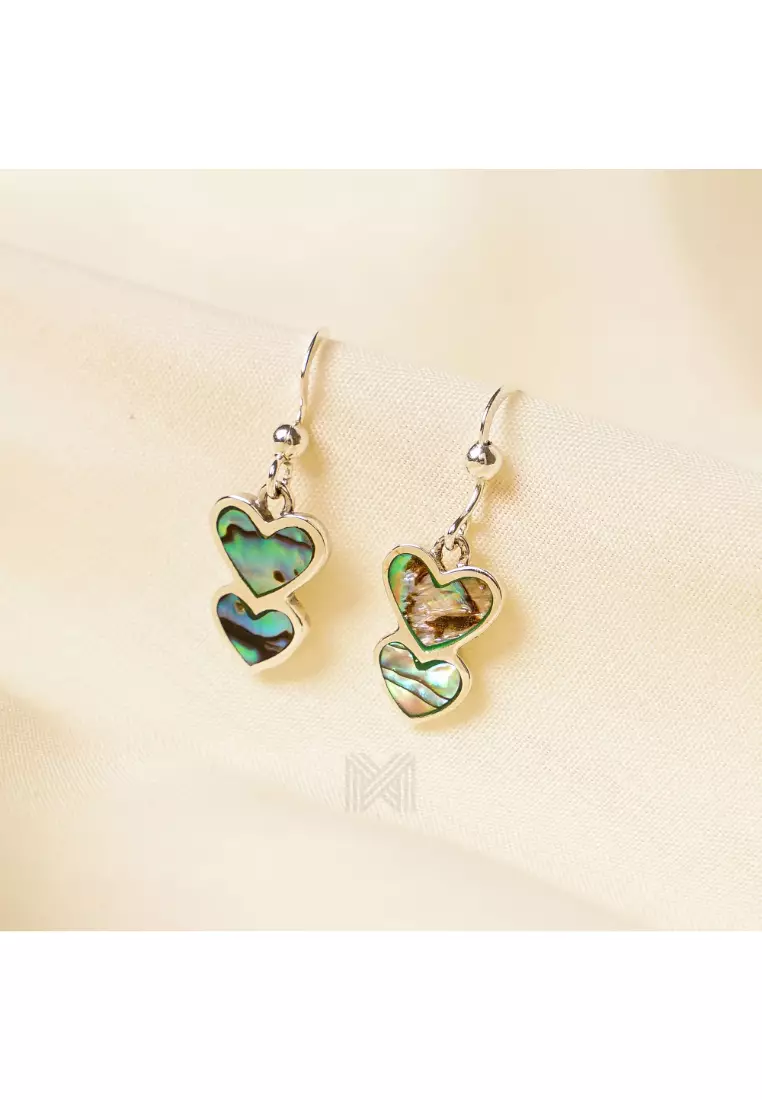 Buy Millenne Millennia 2000 Abalone Shell Heart Silver Hook Earrings ...