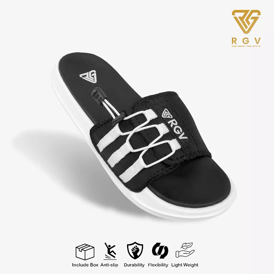 Jual RGV Sandal Slide Pria Wanita Hydra B&W White - Sendal Selop Slip ...