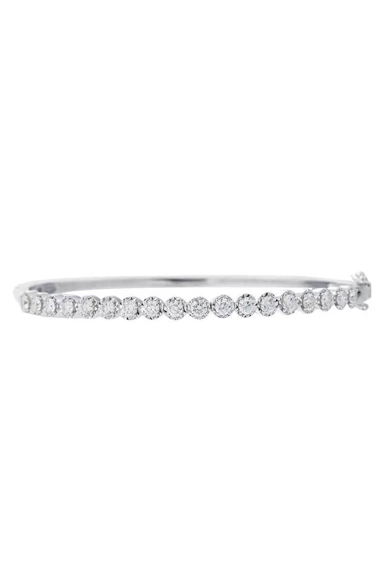 Buy LITZ LITZ 18K White Gold Diamond Bangle DD42 Online | ZALORA Malaysia