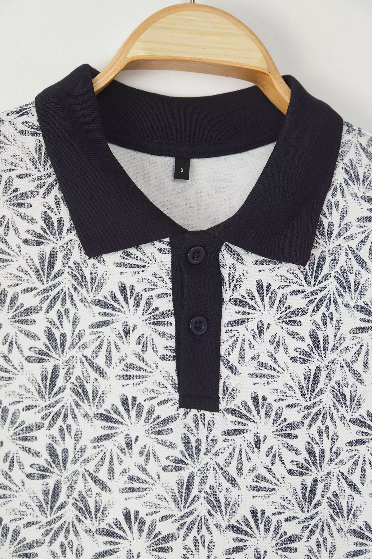 Buy Trendyol Navy Blue Regular/Normal Cut Patterned Polo Neck T-shirt ...