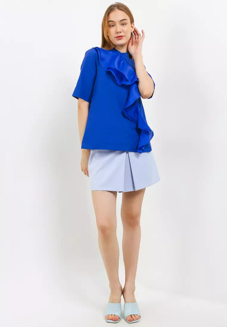 Jual ELLE Asymmetrical Ruffle Top Original 2025 | ZALORA Indonesia