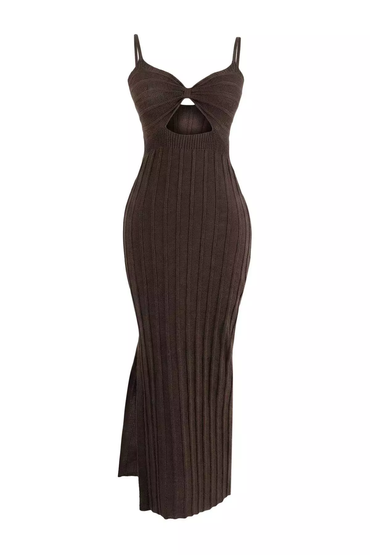 Buy Trendyol Dark Brown Knitwear Openwork Maxi Cut Out Detailed Beach ...