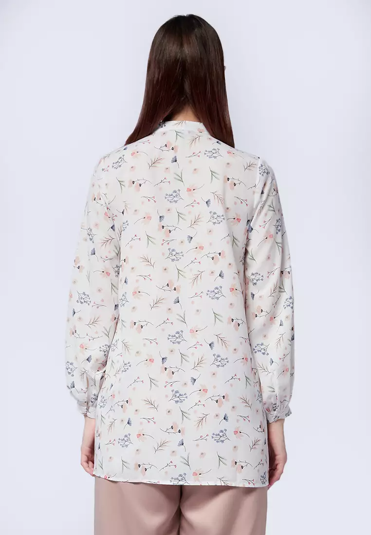 Jual Executive Printed Puff Sleeves Tunic Original 2024 | ZALORA Indonesia