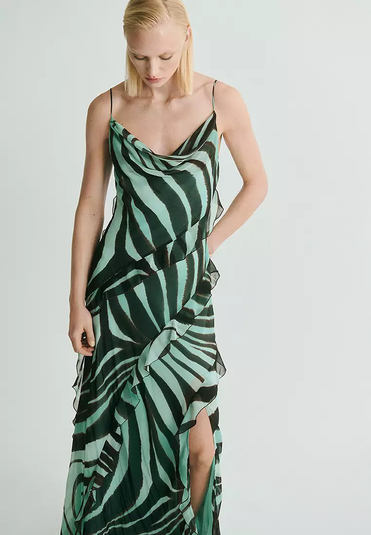 Jual Mango Zebra-Print Dress With Ruffles Original 2025 | ZALORA Indonesia