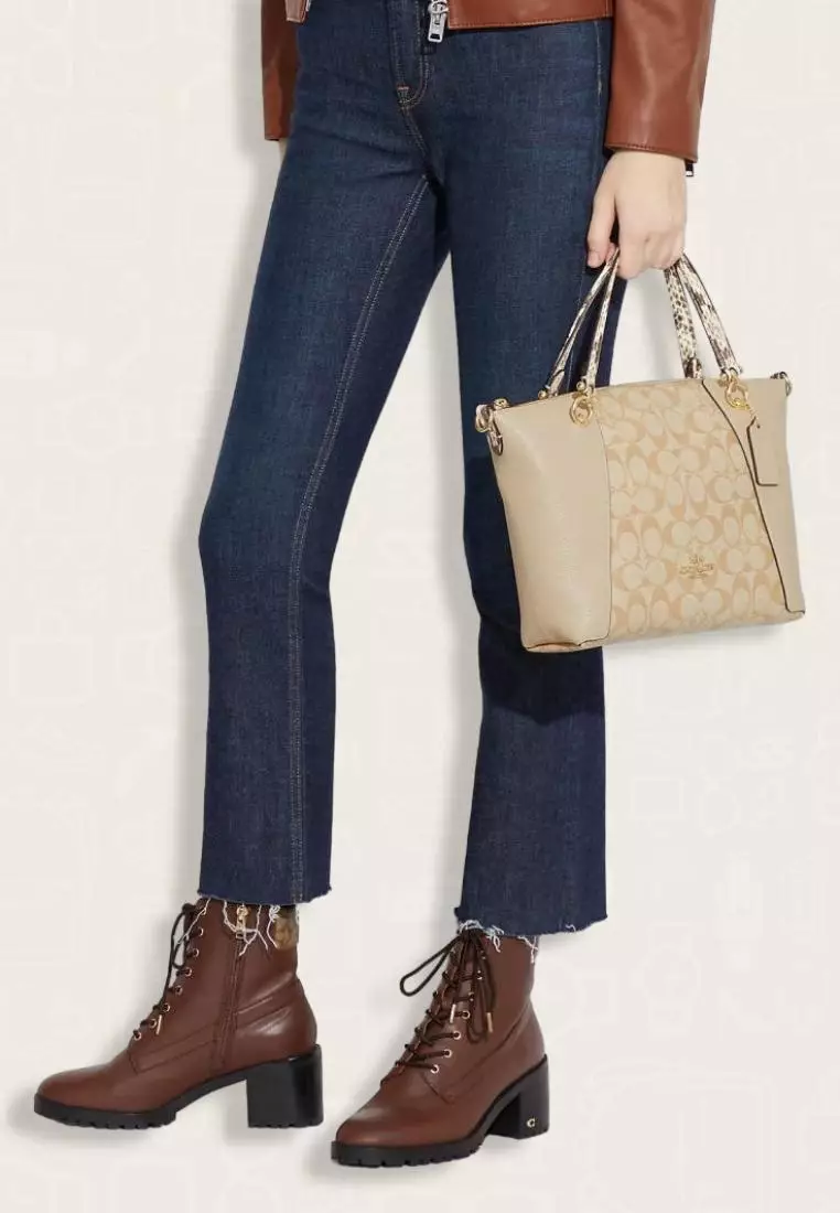 Jual Coach Coach Kacey Satchel In Colorblock Signature Canvas Light Khaki Ivory Multi Original ...