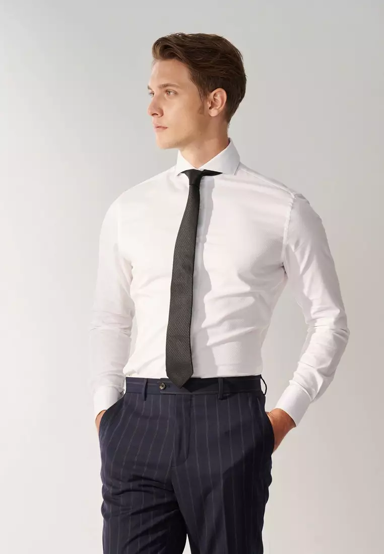 SST&C SST&C White Textured Slim Fit Shirt 2024 | Buy SST&C Online ...