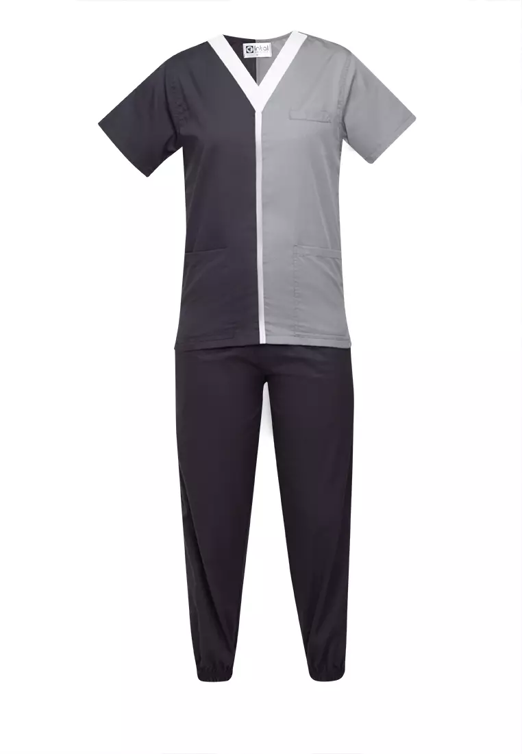 Buy Intal Garments Scrub Suits V Neck Center Vertical Line Design 2025