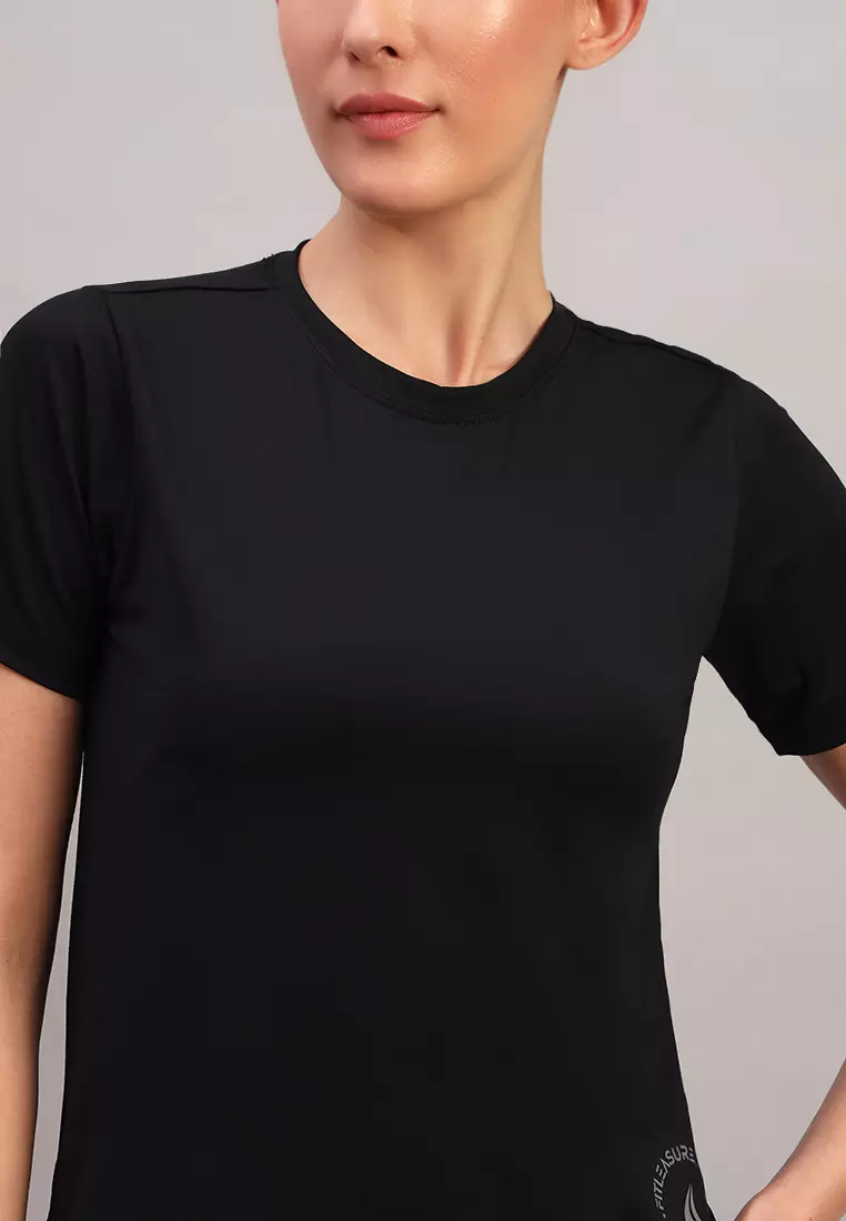 Fitleasure Women's Black Short Sleeve Training/Workout Tee 2025 | Buy Fitleasure Online | ZALORA ...