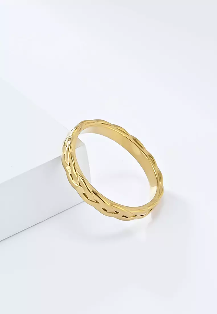 Buy HAPPY FRIDAYS Titanium Steel Weave Design Ring JW QF-JZ863 2025 Online | ZALORA