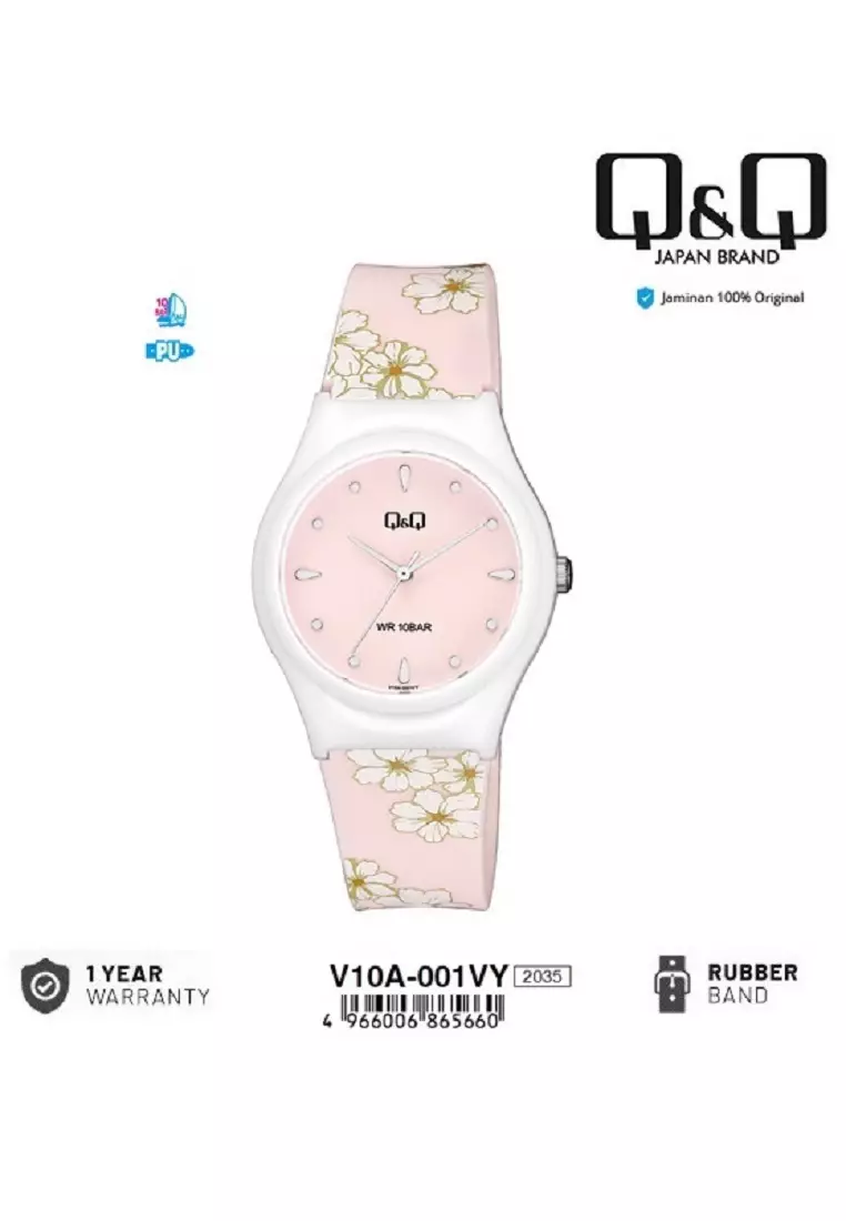 Jual Q&Q Q&Q QNQ QQ Original Watch Jam Tangan Wanita Tali Karet Water Resist V10 V10A V10A-001VY ...