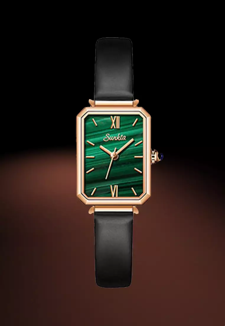 Buy LIGE SUNKTA Ladies Octagonal Quartz Watch, 27x20mm, Malachite Dial ...