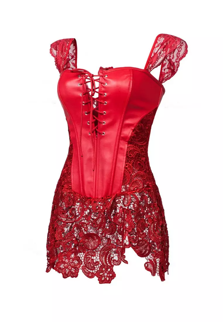 Buy Lycka Ldb4266 Lady One Piece Corset Pajamas Nightwear Red 2023