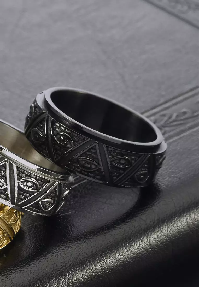 Buy HAPPY FRIDAYS Titanium Steel Rotatable Design Eye of Providence ...