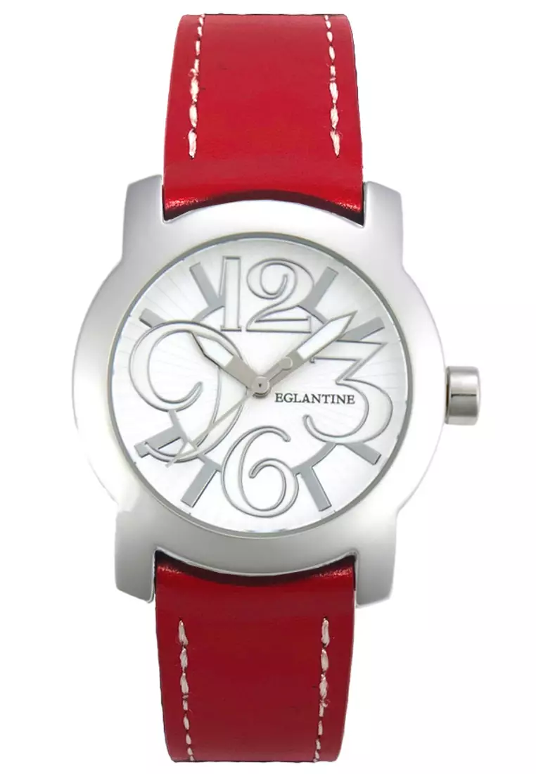 Buy EGLANTINE Sara Steel quartz Watch on Red Leather Strap 2025 Online ...
