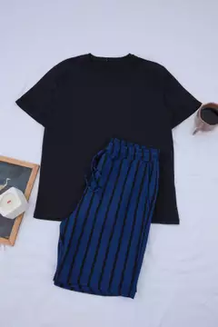 Buy Trendyol Beige Regular Fit Striped Knitted Pajamas Set ...