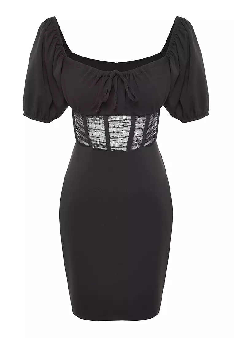 Trendyol Mesh Puff Sleeve Mini Dress 2024 Buy Trendyol Online