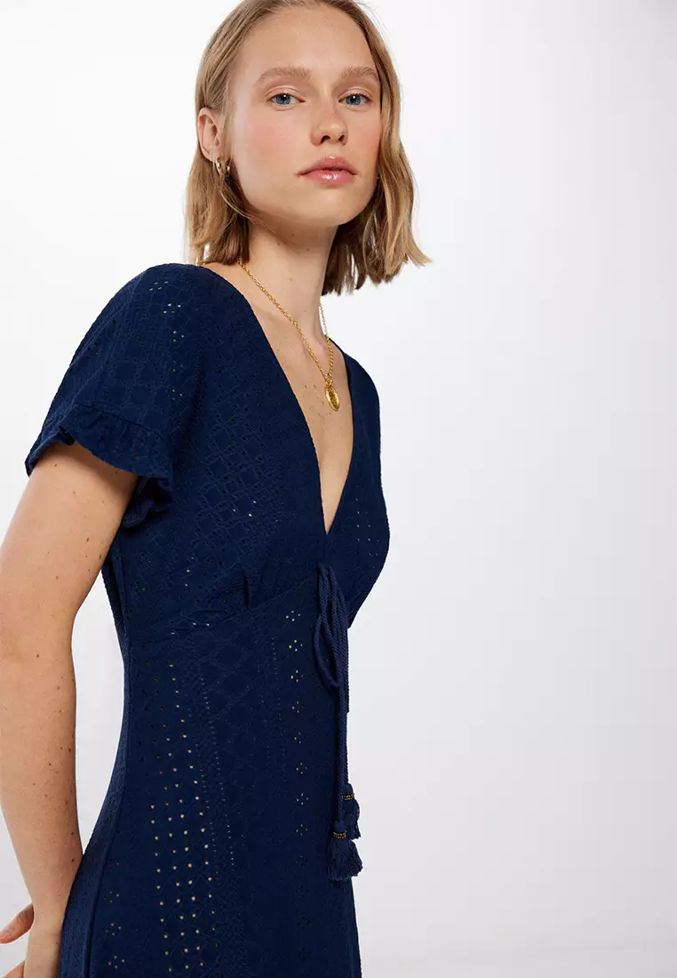 Buy Springfield Tassel Lace Neckline Midi Dress 2025 Online | ZALORA ...