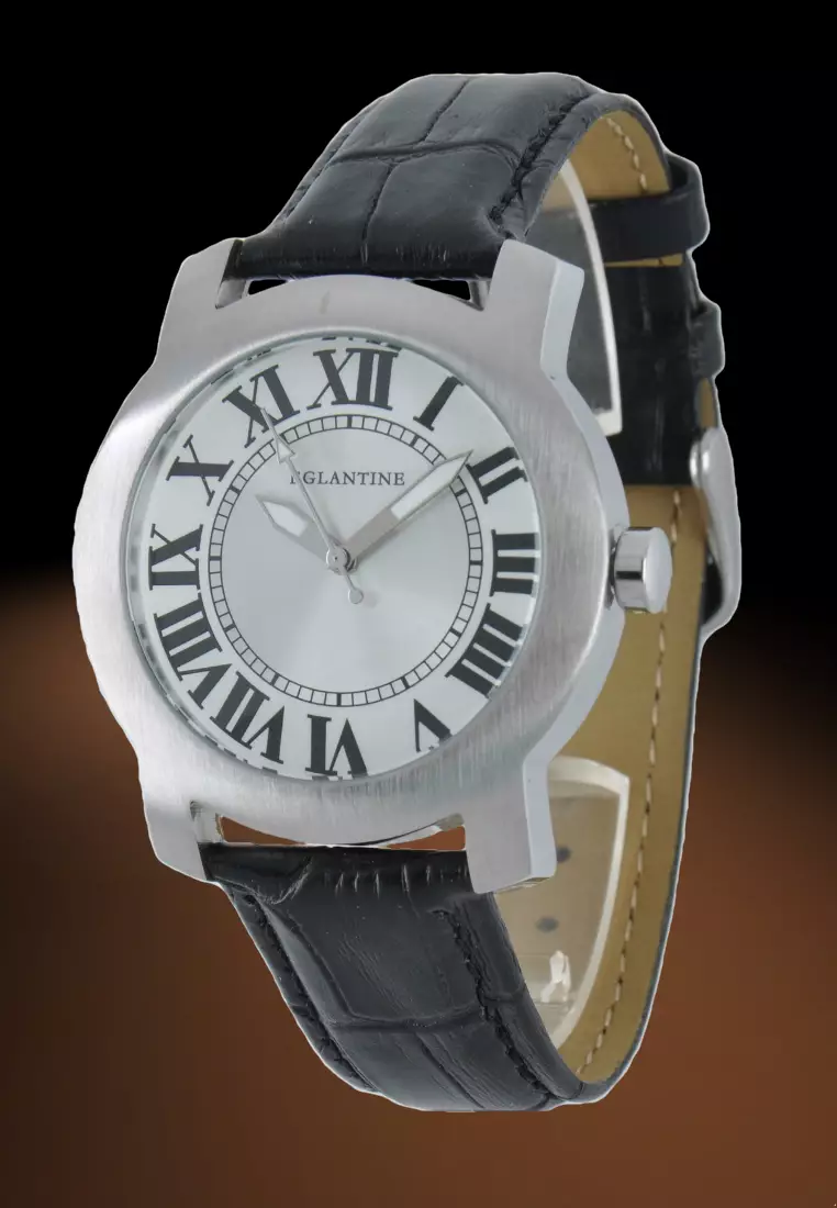 Buy EGLANTINE Emile Unisex Steel Quartz Watch on Leather Strap Online ...