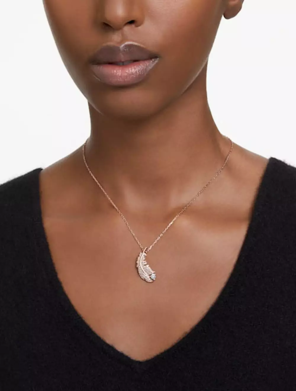 Jual Swarovski Nice Pendant, Feather, White, Rose Gold-Tone Plated ...