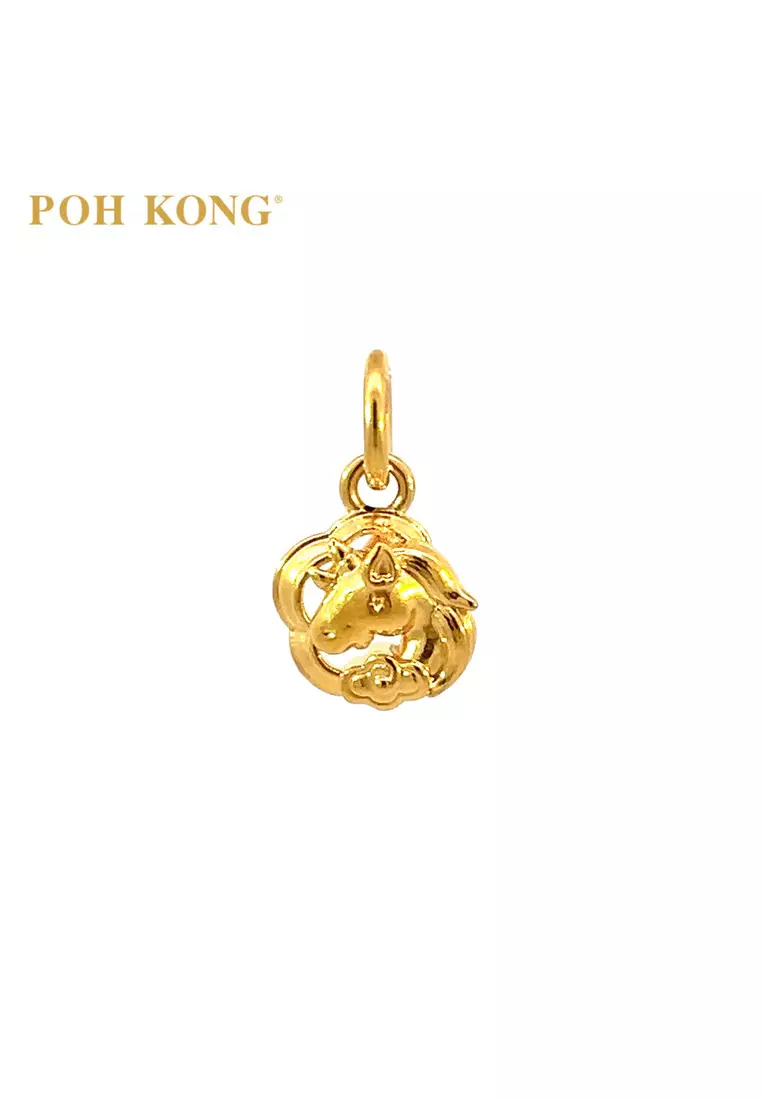 Buy Poh Kong POH KONG 916/22K Yellow Gold Unicorn with Cloud Pendant Online | ZALORA Malaysia