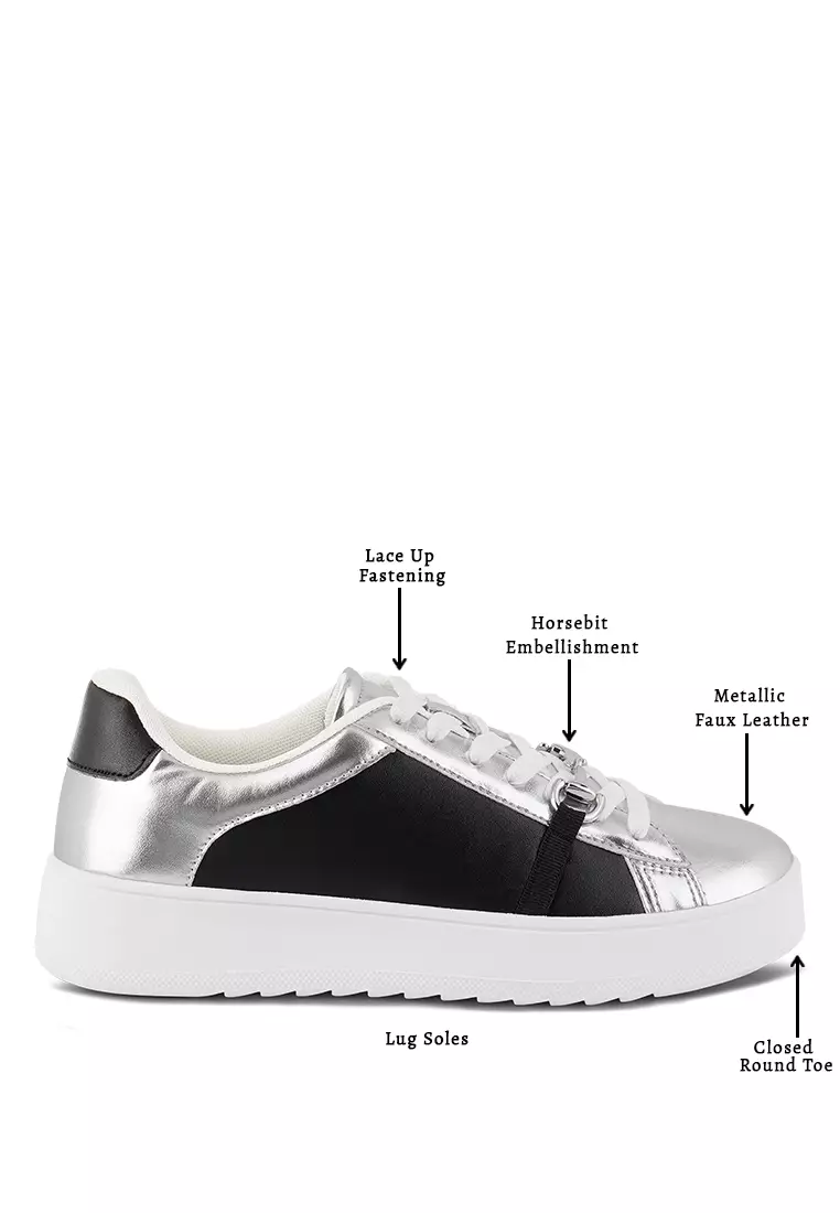 Jual London Rag Sepatu Kets Kulit Imitasi Metalik dalam Warna Hitam ...