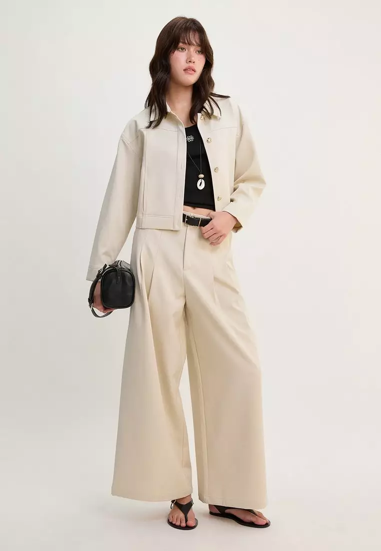 Buy Pomelo Button Front Jacket - Taupe 2026 Online | ZALORA