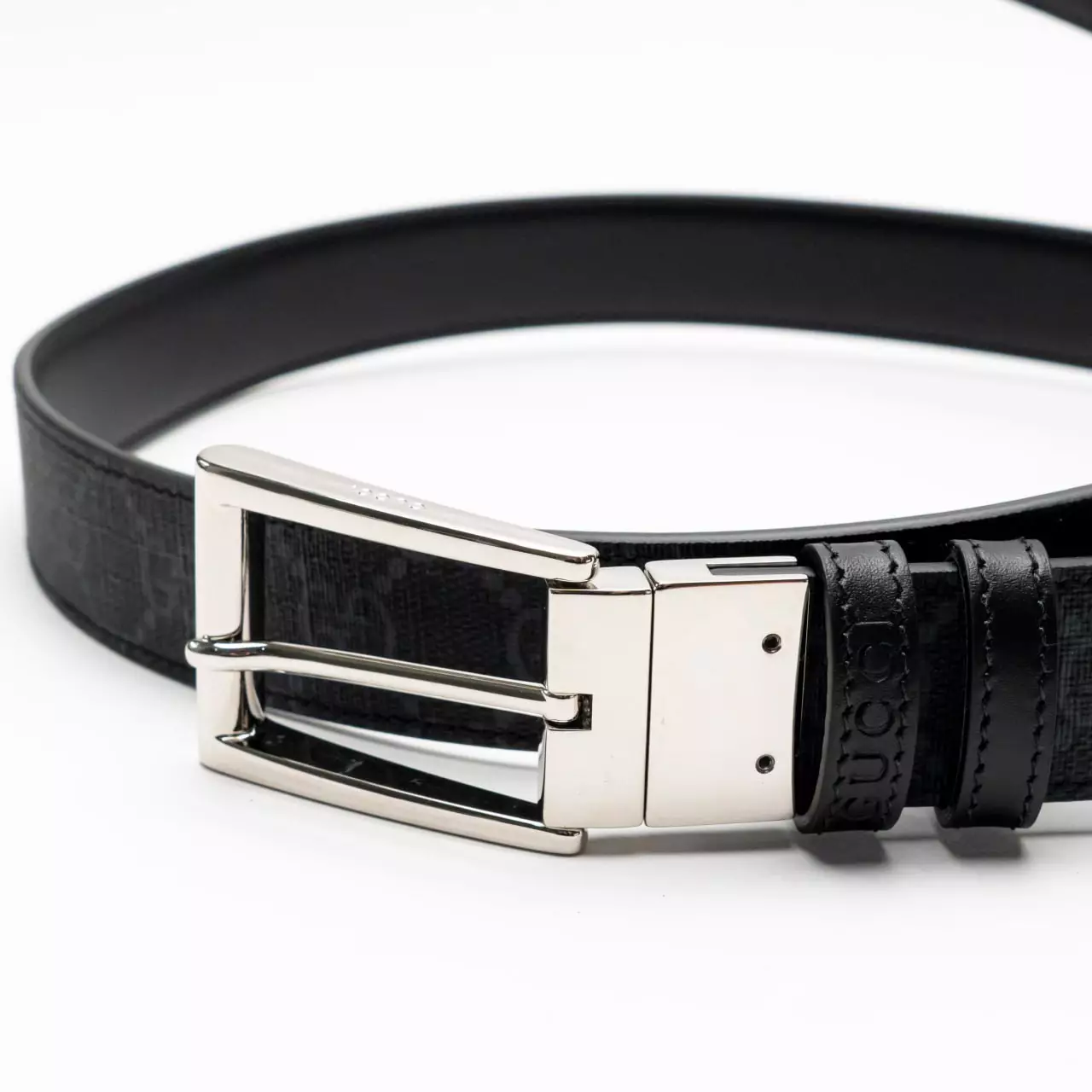 Jual Gucci Gucci Rectangular Buckle Reversible Belt Black Shw Original ...