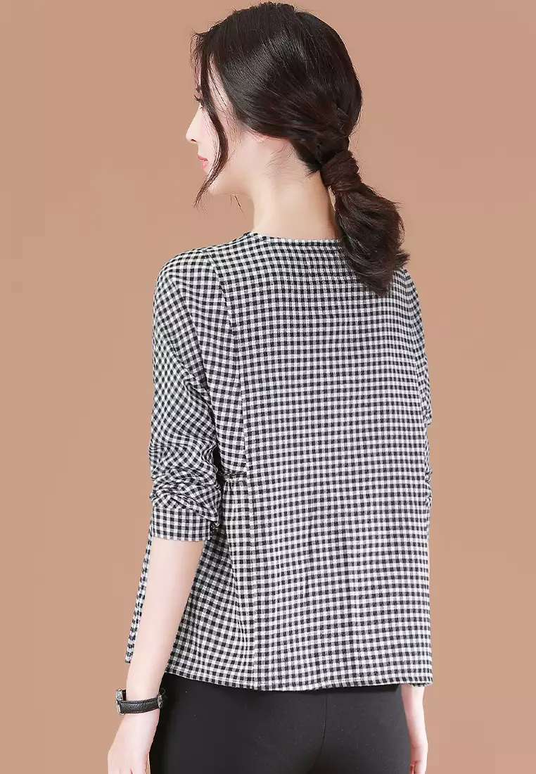 Buy A-IN GIRLS Fashion Checkered Lace Blouse 2025 Online | ZALORA