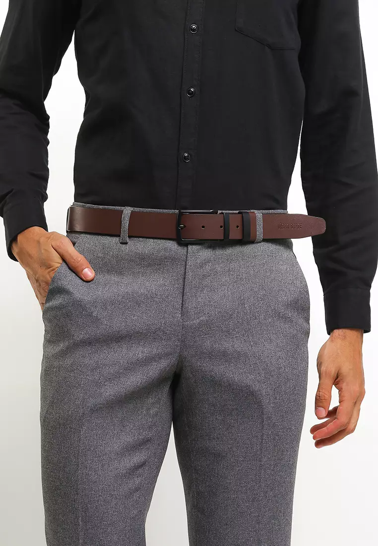 Jual Urban State Black Formal Square Pin Buckle Reversible Top Grain ...