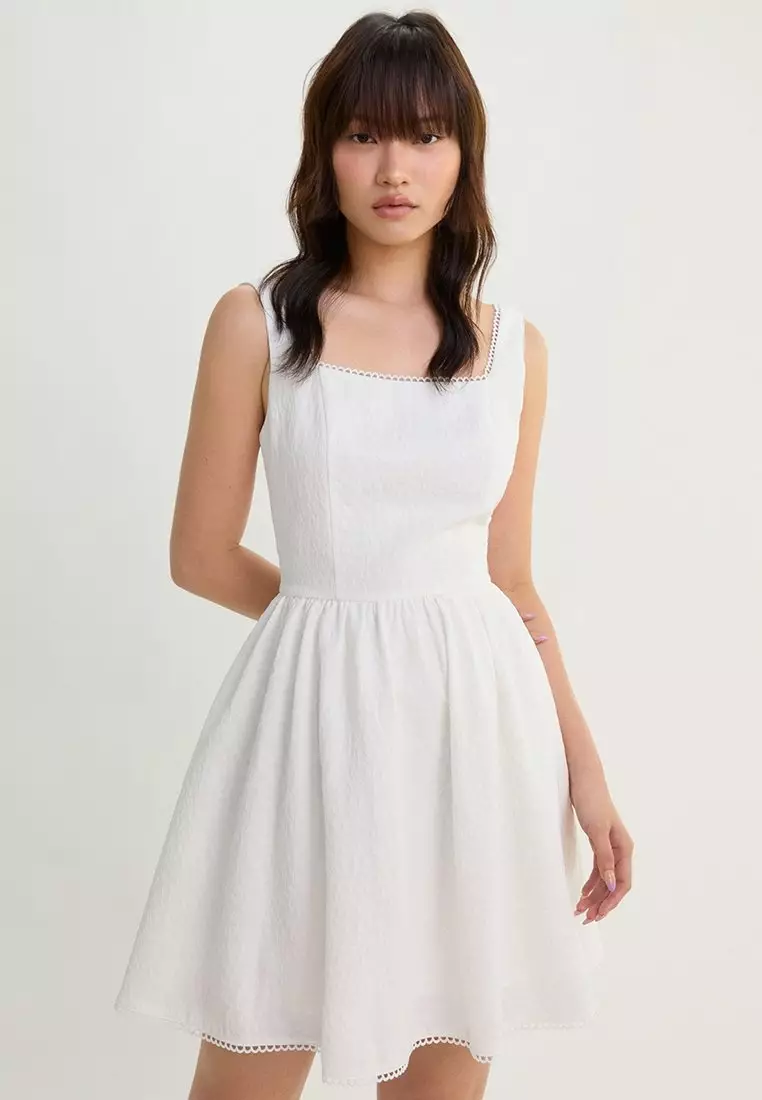 Buy Pomelo Square Neck Mini Dress - White 2026 Online | ZALORA